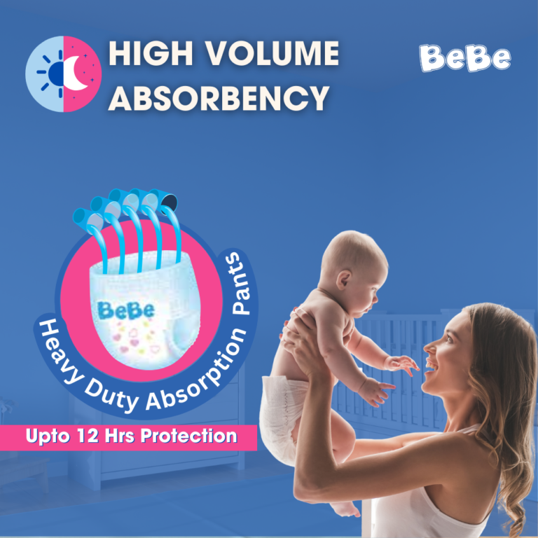 Bebe Premium Baby Diaper Pants | 12 hrs Protection (Regular Packs)